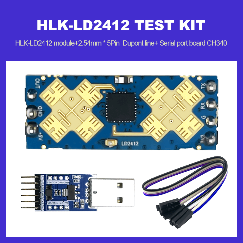 HLK-LD2412 Wide Angle Sensing Radar Module Test kit 9M Distance and ±75 ...